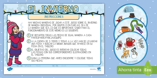 Juego: Busca y coloca - El invierno (teacher made) - Twinkl