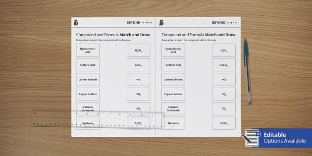 Compound and Formula Match and Draw (teacher made) - Twinkl