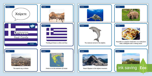 KS1 Greece Fact Cards - Geography - Europe (teacher made)