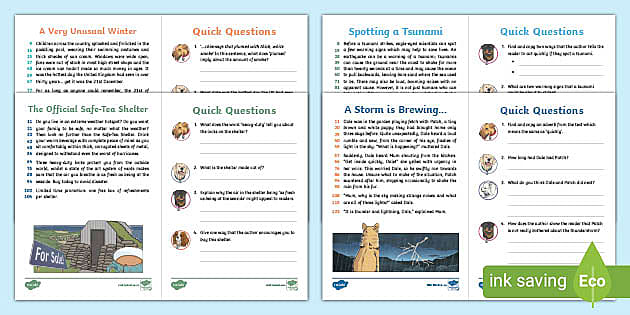 1-Minute Read Activity Cards Extreme Weather (teacher made)