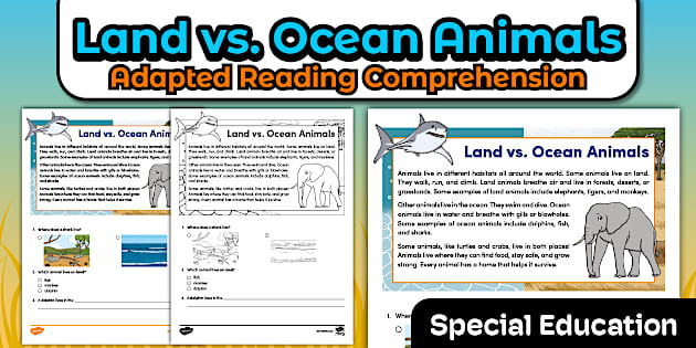 Land vs. Ocean Animals Adapted Comp for Special Education