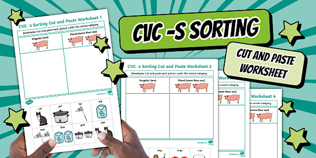 CVC -s Sorting Cut and Paste Worksheet