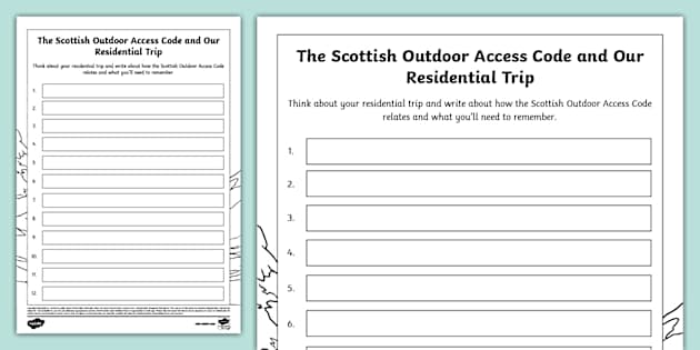 Scottish Outdoor Access Code Residential Activity - Twinkl