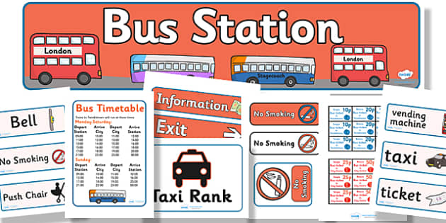 Bus Station Role Play Pack - Bus role play, transport, banner, role play