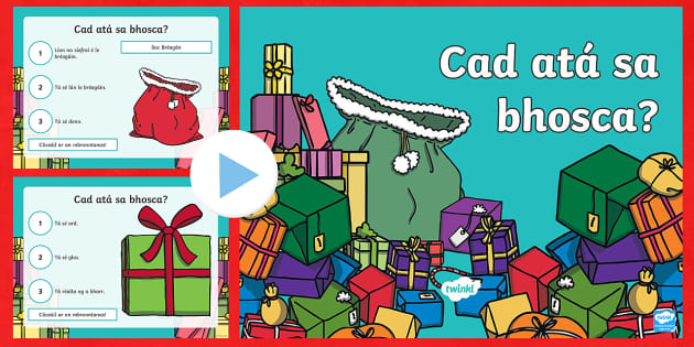 What Is in the Box? Christmas Game PowerPoint Gaeilge