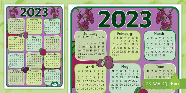 FREE! - Plum Themed 2023 Wall Calendar (teacher made)
