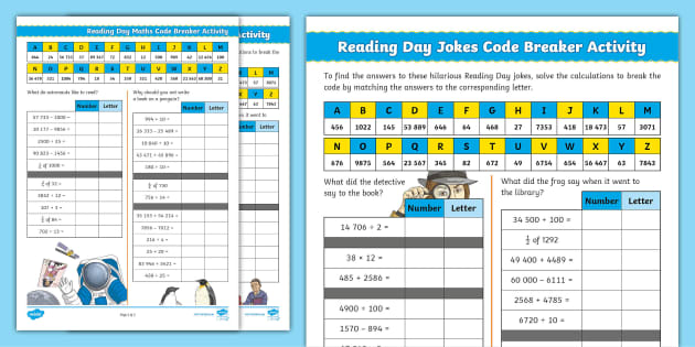 👉 Year 6 Book-Themed Jokes Maths Code Breaker Activity
