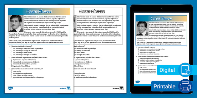 Actividad de pasaje de comprensión de lectura de segundo grado: César ...