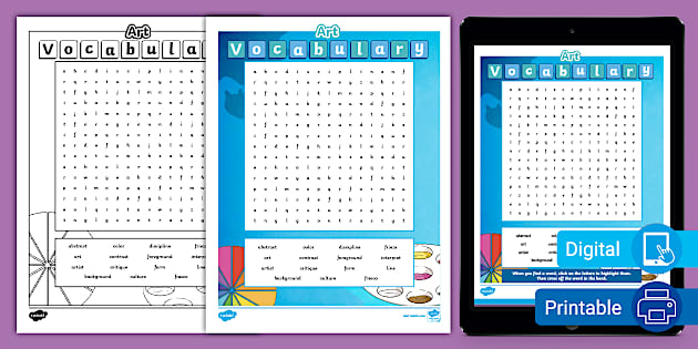 Tier 3 Art Vocabulary Word Search for 3rd-5th Grade