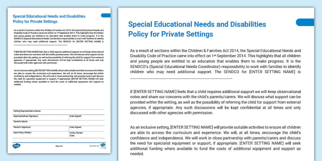 Special Educational Needs and Disabilities (SEND) Policy
