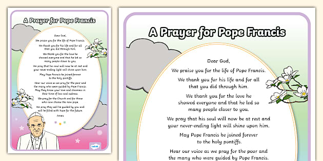 Prayer for Pope Francis - Twinkl