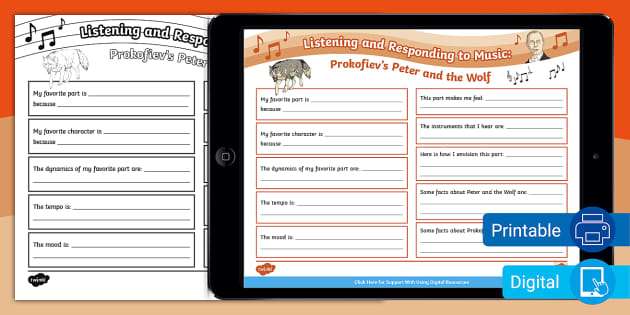 Listening and Responding to Music Worksheet: Prokofiev's Peter and the Wolf