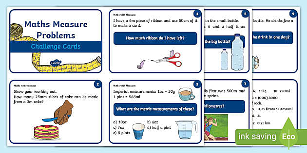 Maths Measure Problems Challenge Cards (teacher made)