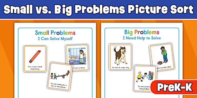 Small vs Big Problems Picture Sort for PreK-K