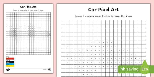 FREE! - Pixel Car Colour by Number (teacher made)