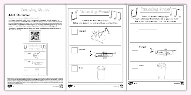 Listening for Musical Instruments Activity: 'Amazing Grace'