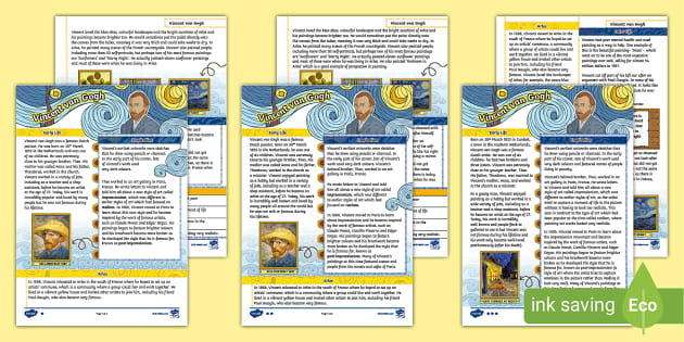 UKS2 Vincent van Gogh Reading Comprehension PDF – KS2