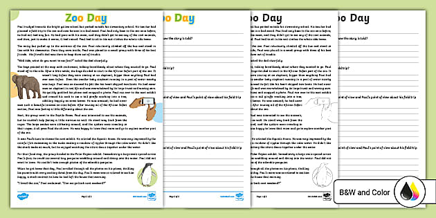 Zoo Day Point of View Read and Respond Activity for 3rd-5th Grade