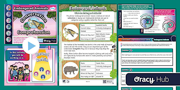 KS1 Endangered Animals Conversation Comprehension Oracy Activity KS1 Endangered Animals Conversation Comprehension Oracy Activity