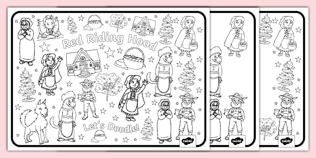 Red Riding Hood Doodle Colouring - Twinkl - KS1 - Twinkl