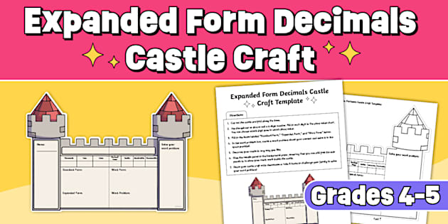 Expanded Form Decimals Castle Craft for 4th-5th Grade