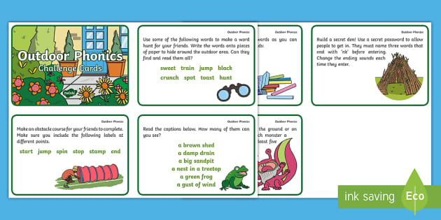 Phase 4 Outdoor Phonics Challenge Cards (teacher made)