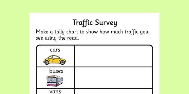 Traffic Survey Activity Sheet - traffic survey, survey, how much