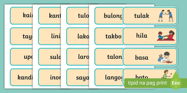 Mga Pandiwa Flashcards | Grade 1 | Twinkl - Twinkl