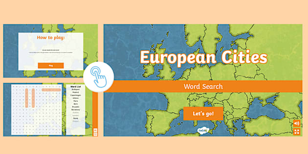 European Cities Interactive Word Search - Twinkl