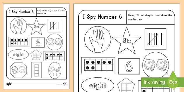 Number Sense I Spy Number 6 Activity (teacher made)