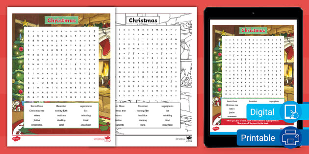 Christmas Word Search for 3rd-5th Grade (teacher made)