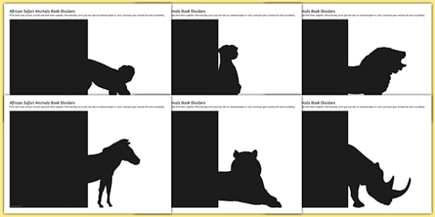 African Safari Animals Book Divider Display Cut-Outs