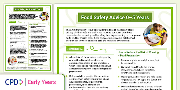 Food Safety Advice 0-5 Years (Poster) (teacher made)