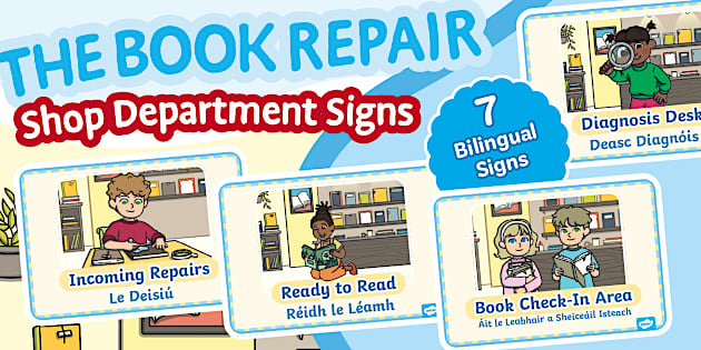Book Repair Shop Signs