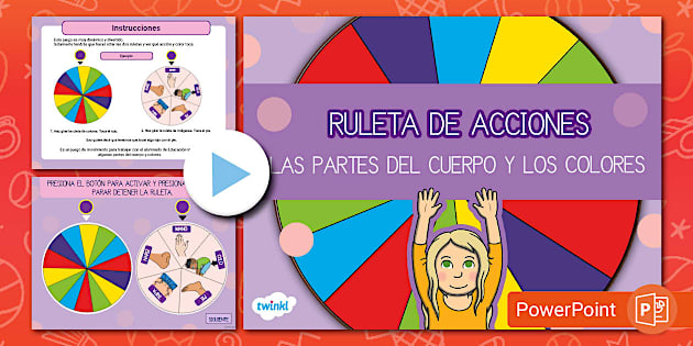 Ruleta de acciones: Las partes del cuerpo y los colores
