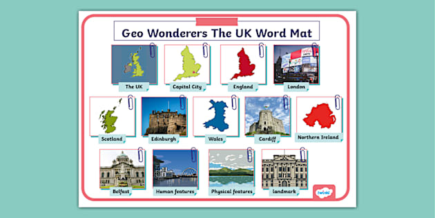 Geo Wonderers KS1 The UK Pictorial Word Mat Lesson Two