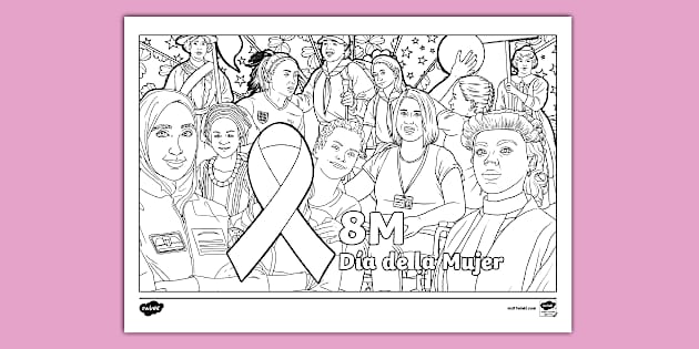 Hoja de lazo del Día de la Mujer para colorear - Twinkl