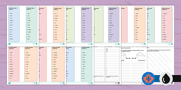 Dictée Lists and Activities (French) (teacher made)