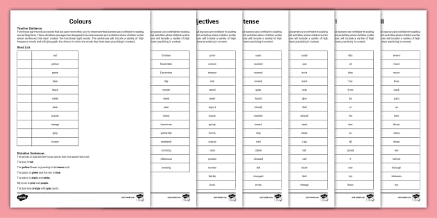Functional Sight Words: Dictation Assessment Pack - Twinkl