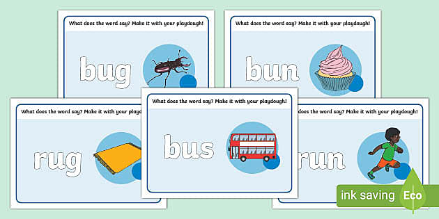 CVC Word Playdough Mats (u) (teacher made) - Twinkl