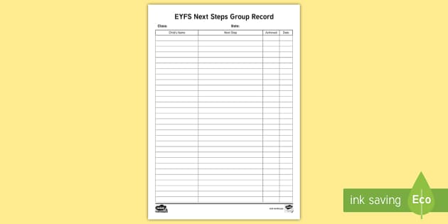 EYFS Next Steps Group Record (teacher made) - Twinkl EYFS Next Steps Group Record (teacher made) - Twinkl