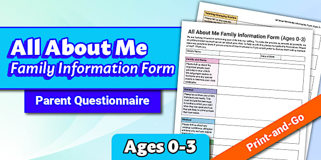 Family Information Form for Preschool & Daycare Settings