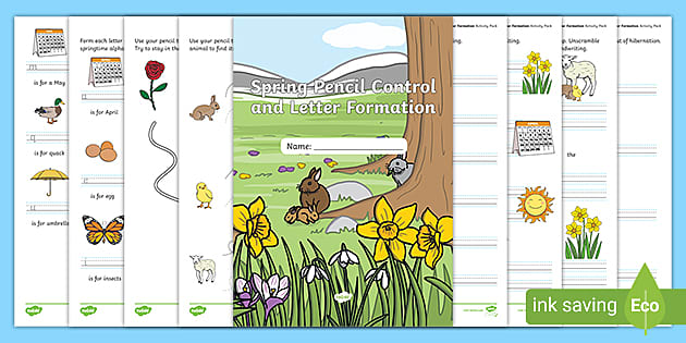 Spring Pencil Control & Letter Formation Handwriting Activity Booklet