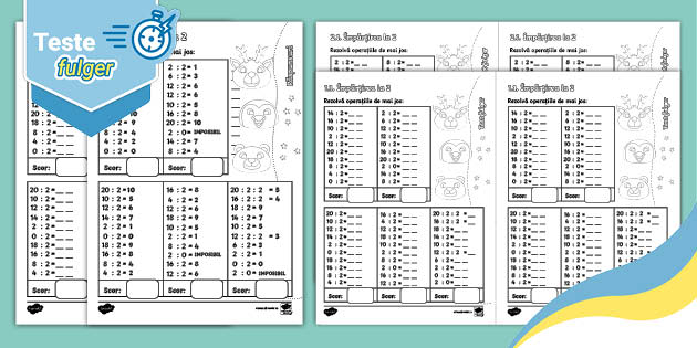 Împărțirea la 2 – Test fulger (teacher made) - Twinkl