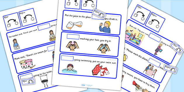 Fill In The Sentence Using 'Before' And 'After' Activity