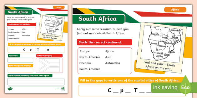 KS1 South Africa Research Activity (Hecho por educadores)
