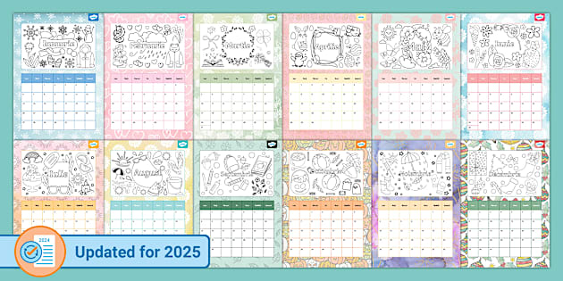 Anul Nou – Calendar cu desene de colorat - Twinkl