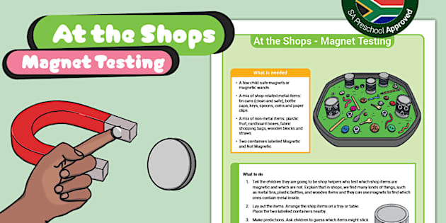 Preschool: At the Shops- Magnet Testing Shopping Items- STEM
