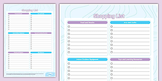 Early Years Educator Shopping List (teacher made) - Twinkl