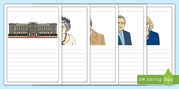 Royal Family Writing Frames Standard Lined BW - writing template
